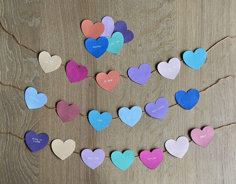 Hartjes slinger maken - printable | Voormijnkleintje.nl