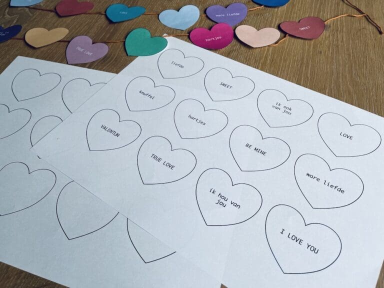 Hartjes slinger maken - printable | Voormijnkleintje.nl