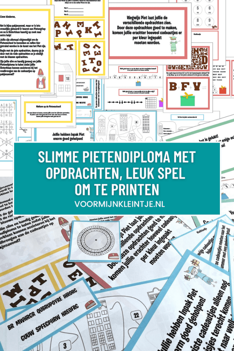 Slimme Pietendiploma met opdrachten, leuk spel om te printen ...